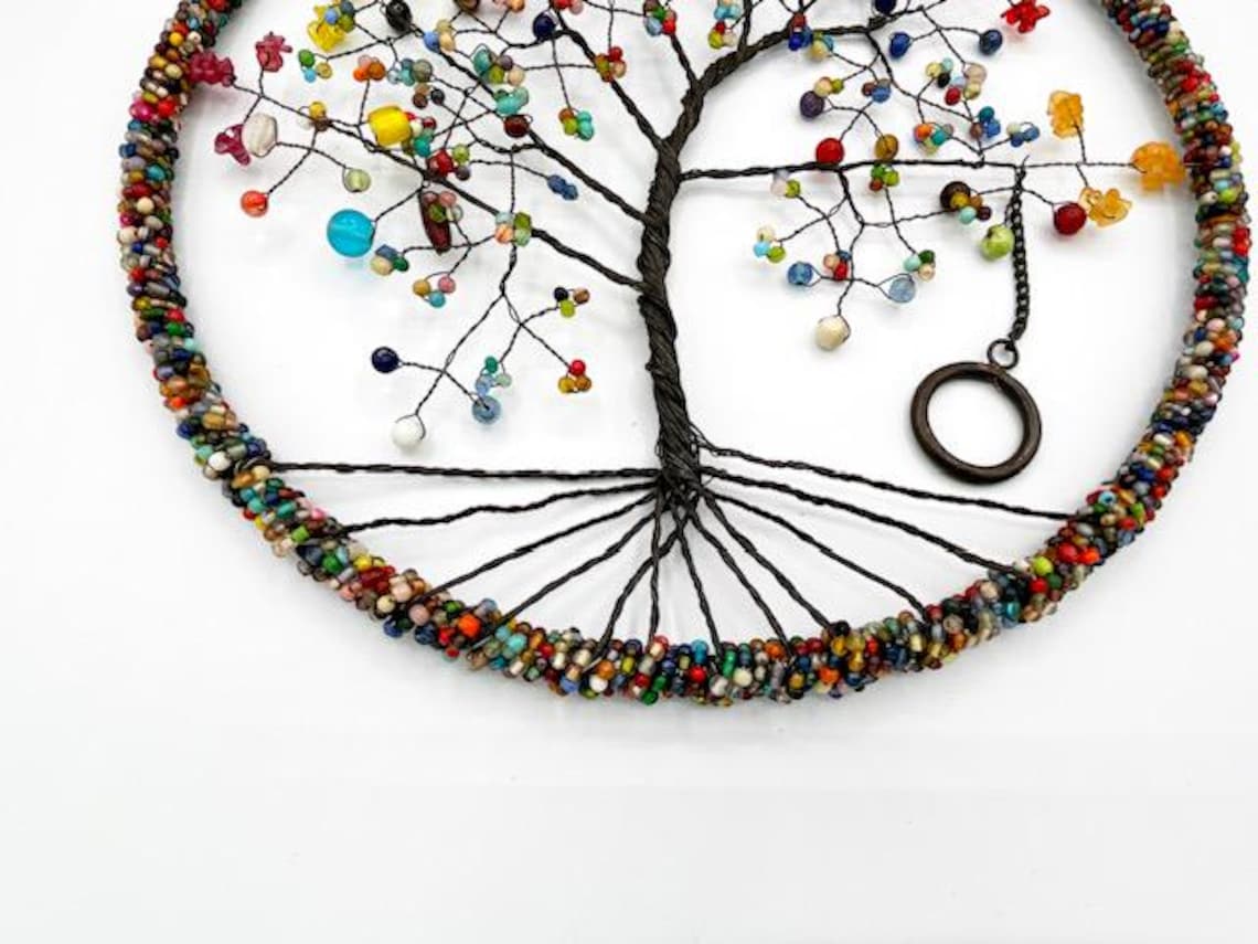 Beaded Hanging Tree of Life Dream Catcher Wire Wrap Miniature Beads 12. ...