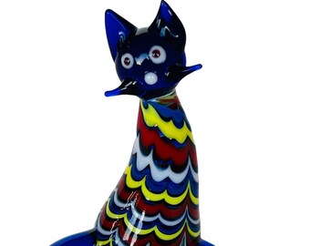 Cobalt Blue Cat Figurine - Etsy