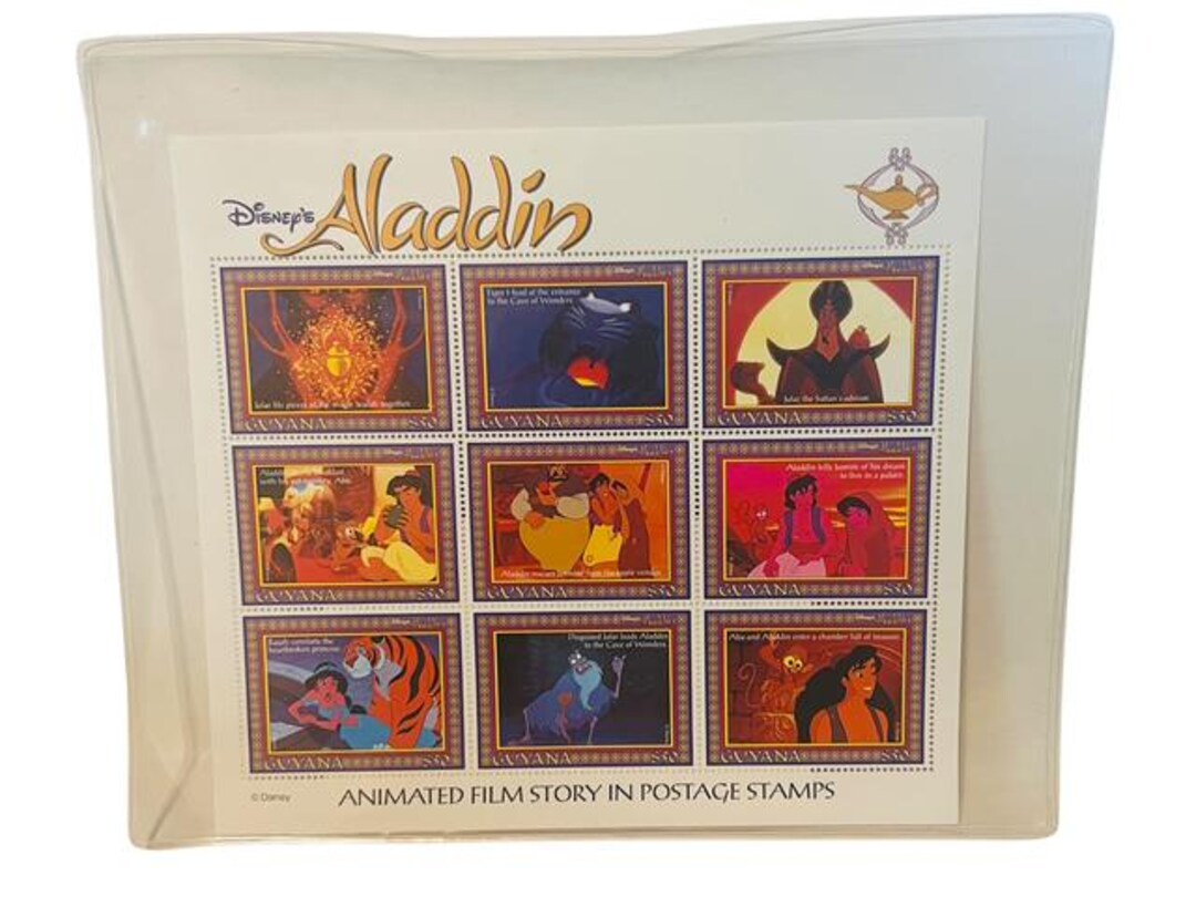 Walt Disney Collectible Postage Stamps Set Animal Stories Aladdin ...