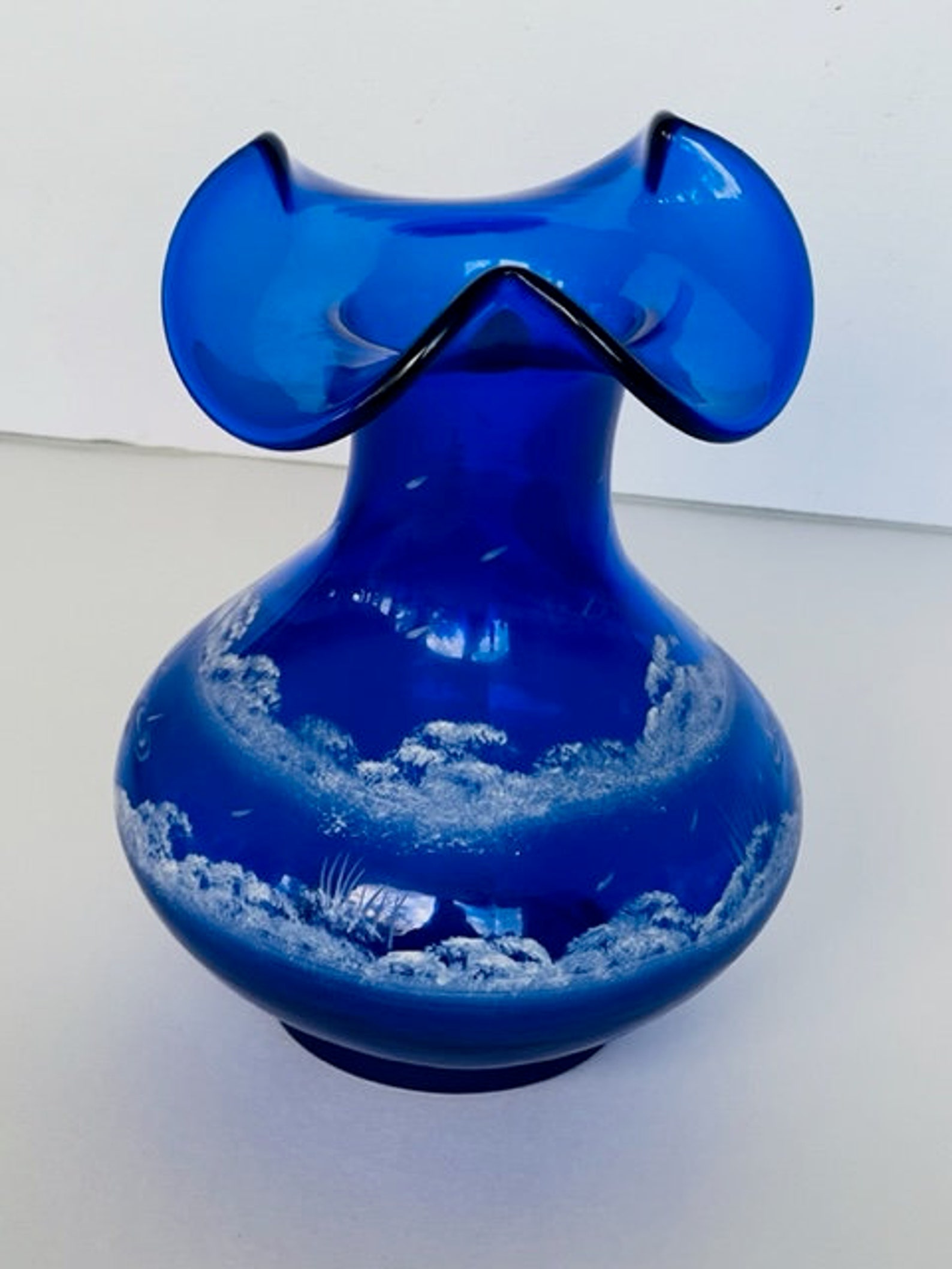 Fenton Art Glass Vase Figurine SIGNED 100th Anniversary Cobalt - Etsy