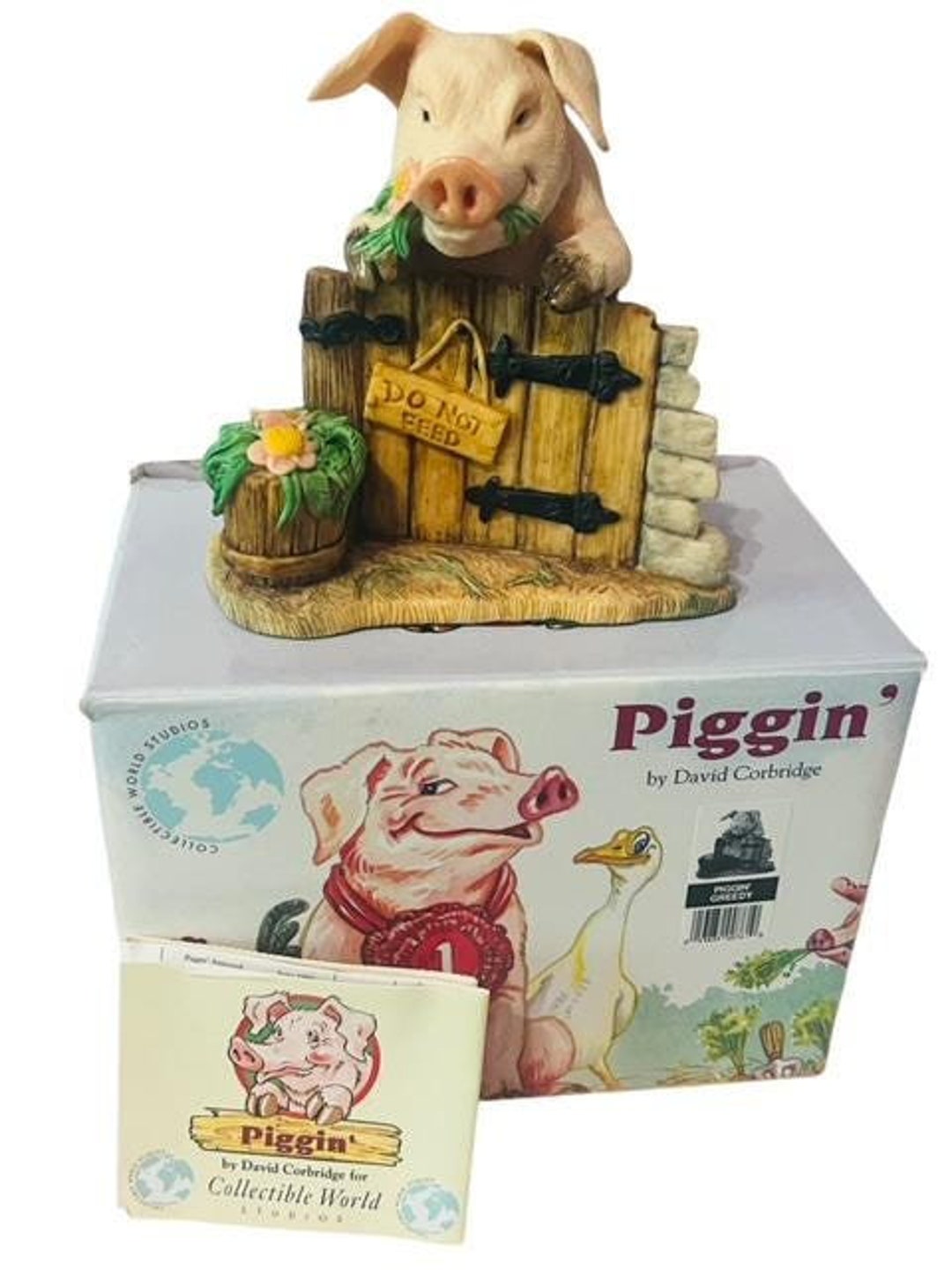 Pig Figurine Anthropomorphic Corbridge Piglet Flambro Piggin BOX Greedy ...