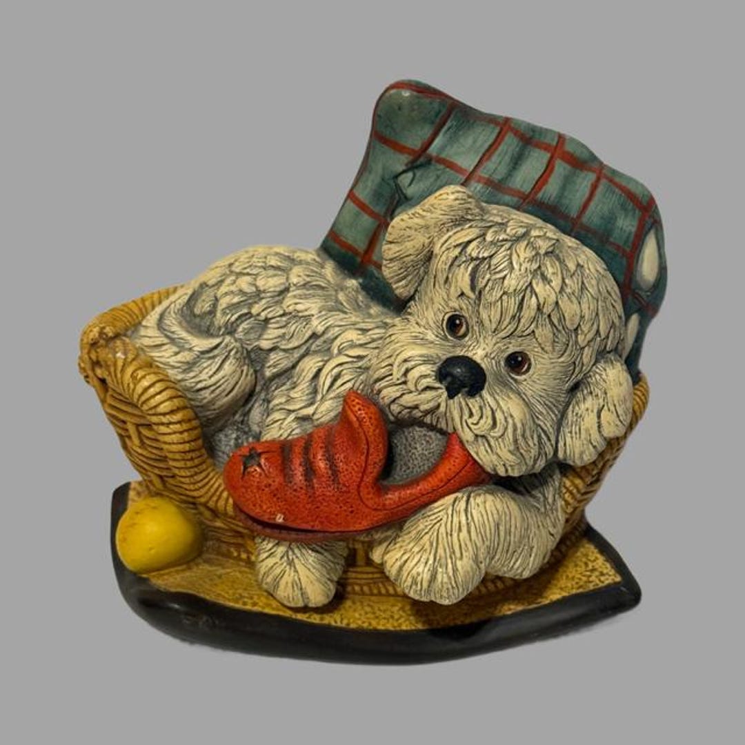 Vintage Puppy Dog Chalkware Figurine Naturecraft Congleton Home Wrecker ...