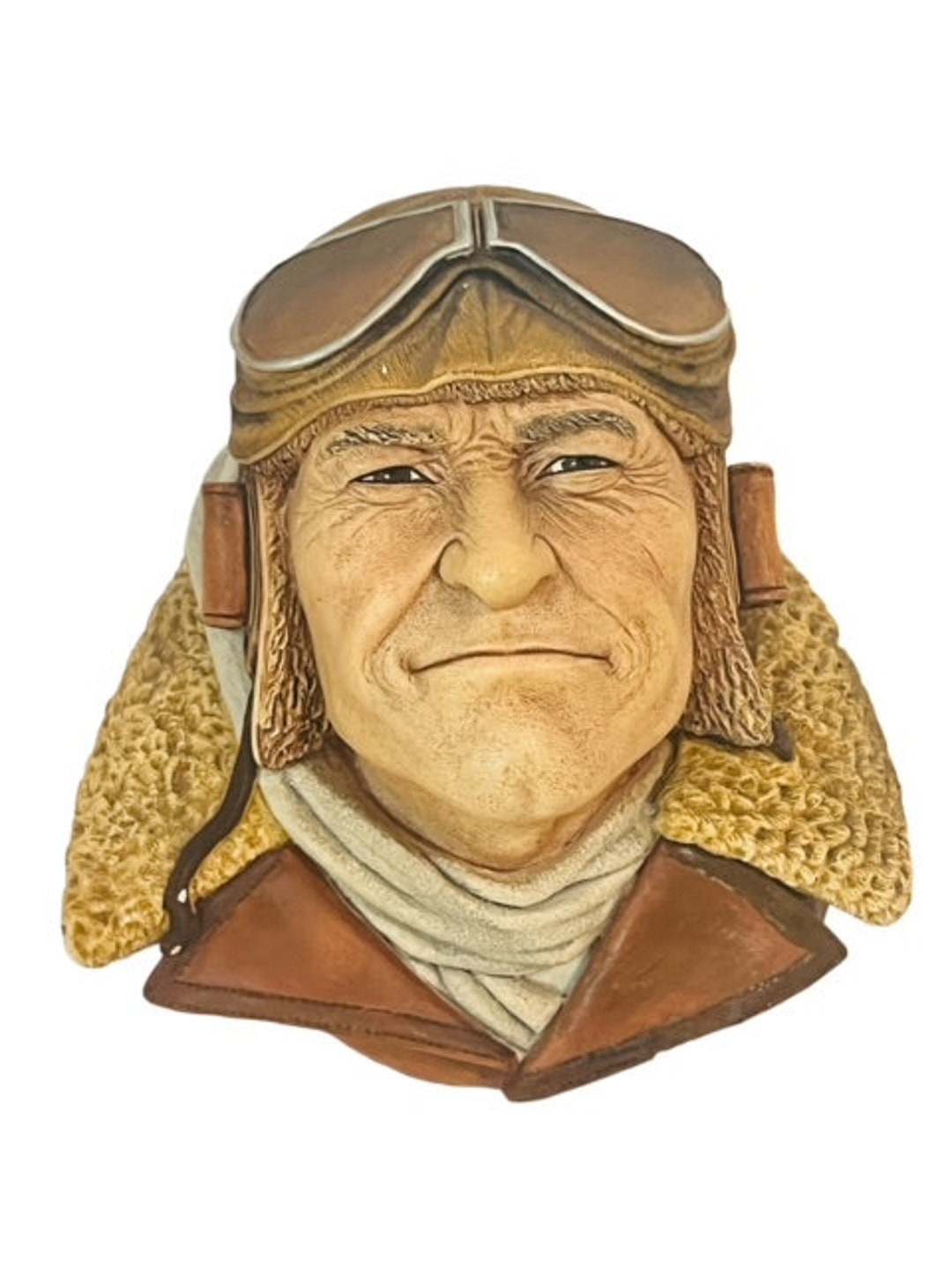 Bosson Chalkware Legend Figurine England Face Bust 1990 Aviator Pilot ...