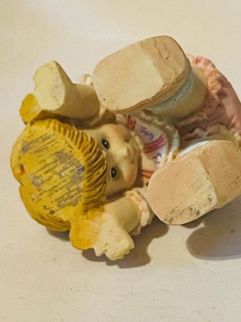 Enesco Figurine A Little Behind Girl Cartwheel Gift Vtg Head Stand Roll ...