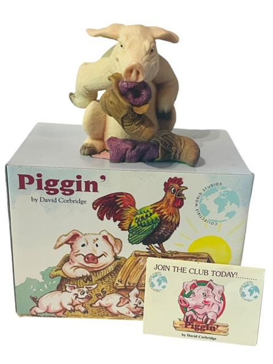 Pig Figurine Anthropomorphic Corbridge Piglet Flambro Piggin BOX Bossy ...