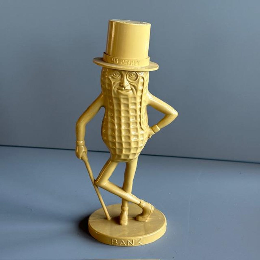 Vintage Mr Peanut Coin Bank 1960s Tan Beige Plastic Figure Nut ...