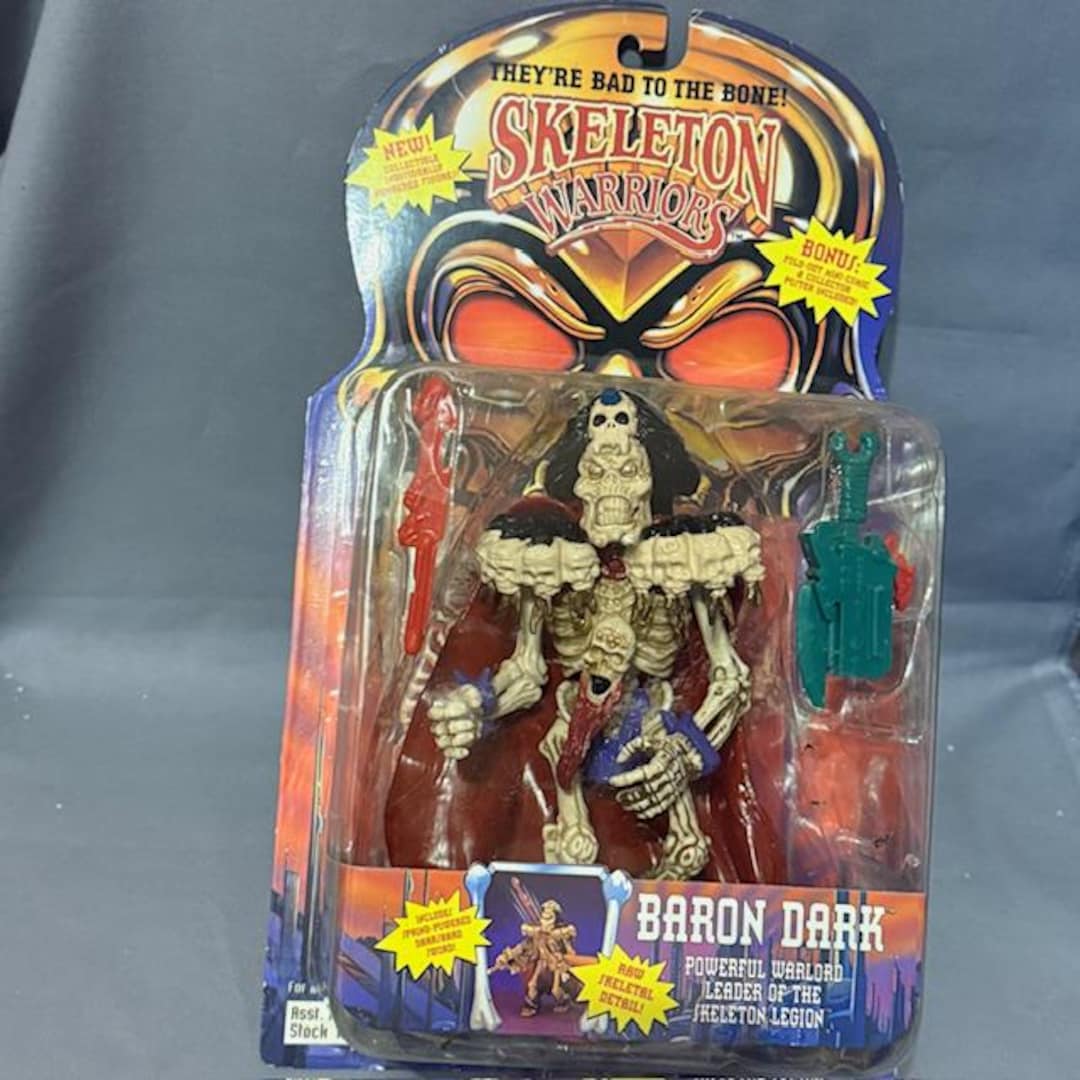 Vintage Baron Dark Skeleton Warriors Action Figure 1994 Playmates MOC ...