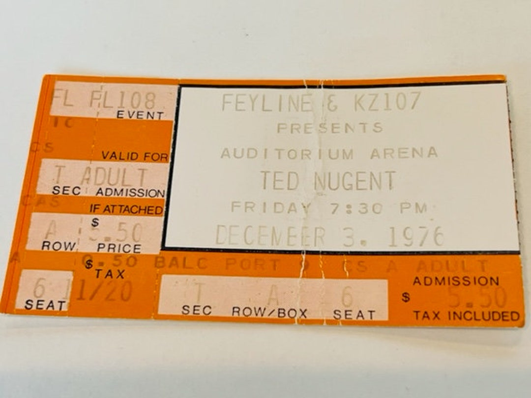 Ted Nugent Rock Concert Ticket Stub Pop Memorabilia Music Heavy Metal ...