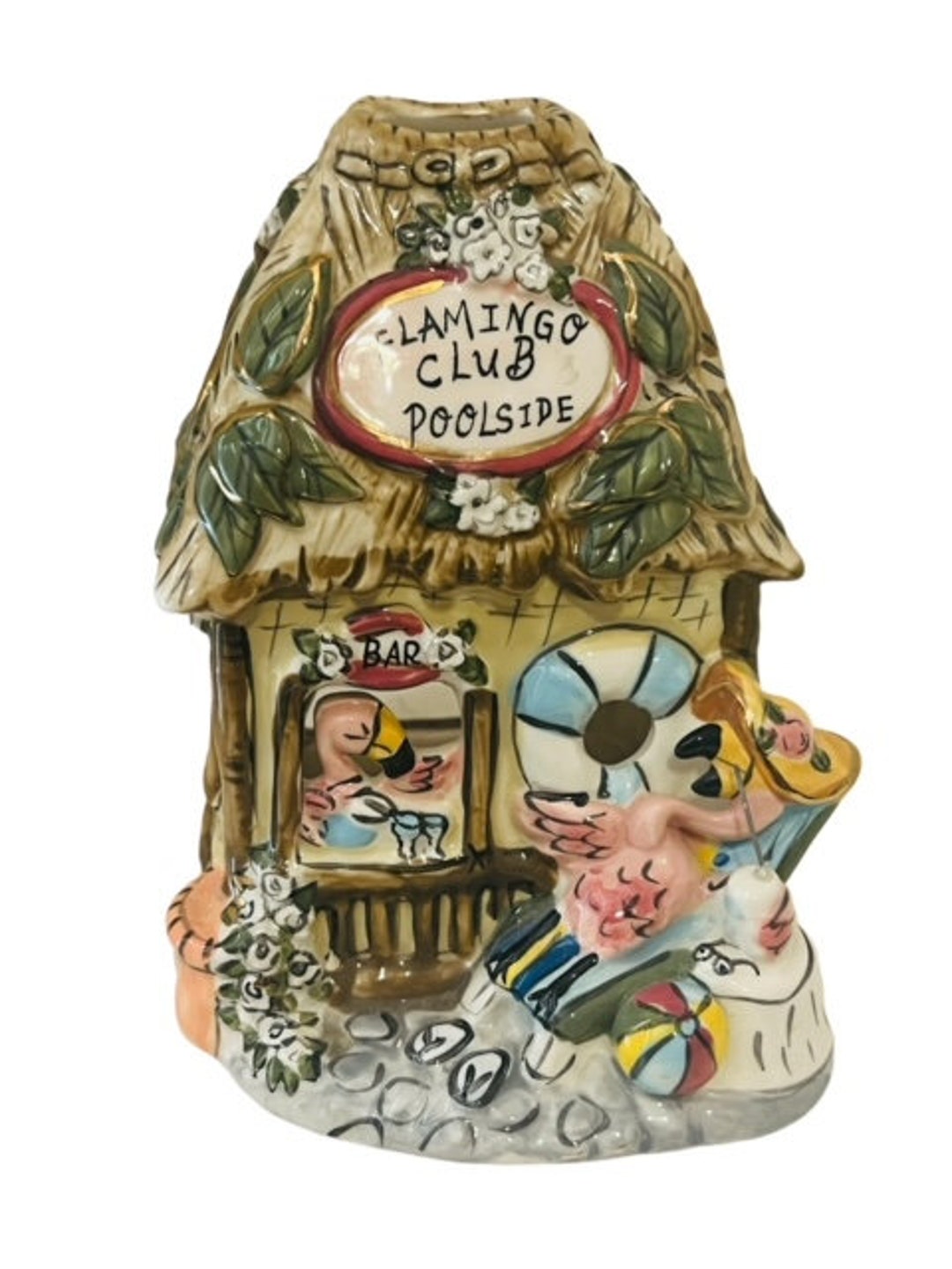 Blue Sky Pottery Figurine Cottage House Flamingo Tea Light Candle ...