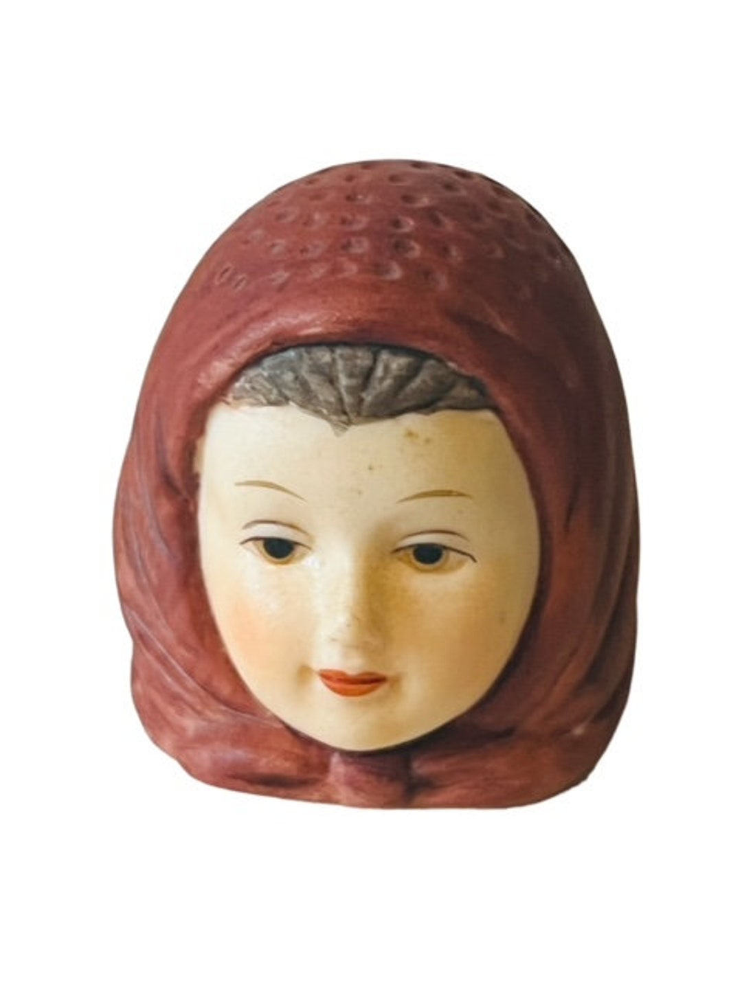 Antique Porcelain Thimble Vtg Bust Ladies Fashion Art Deco Figurine ...