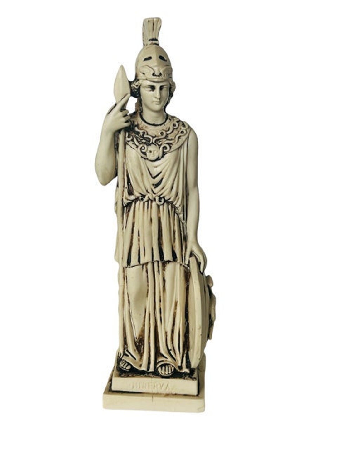 Greek Mythology Minerva Figurine Sculpture Spear Shield Athena ...