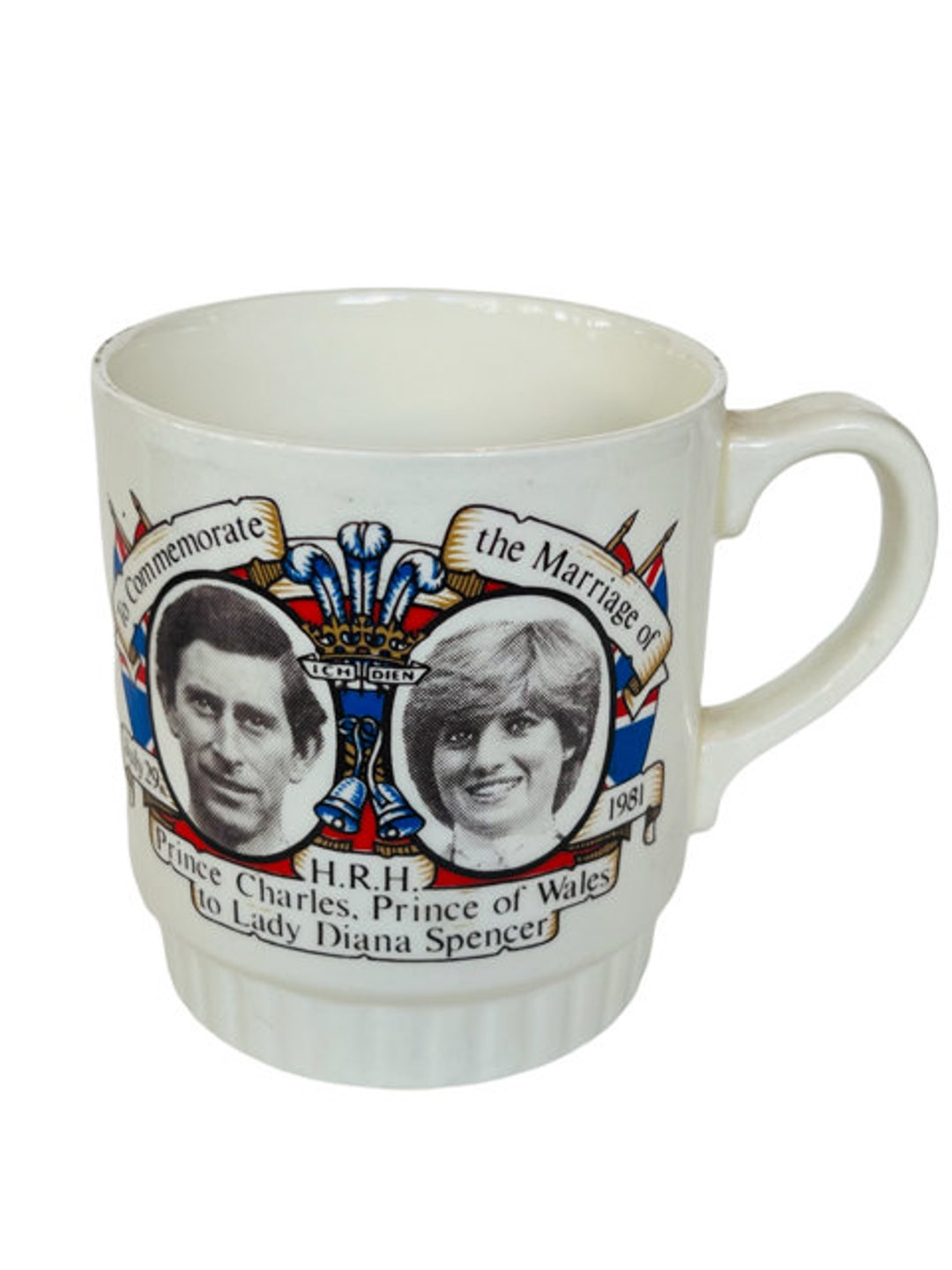 Queen Elizabeth Princess Diana Royal Glass Cup Mug Broadhurst Wedding ...
