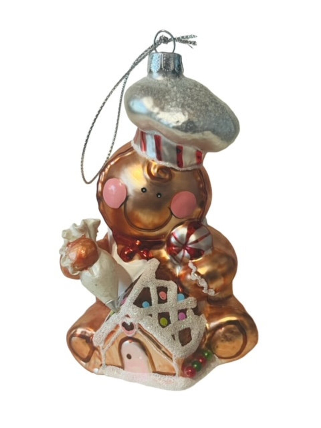 Glass Christmas Ornament Figurine Vtg Holiday Anthropomorphic ...