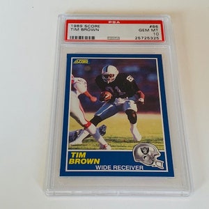 TIM BROWN ROOKIE 1989 Score #86 Rc Graded Psa Gem Mint 10 Oakland ...