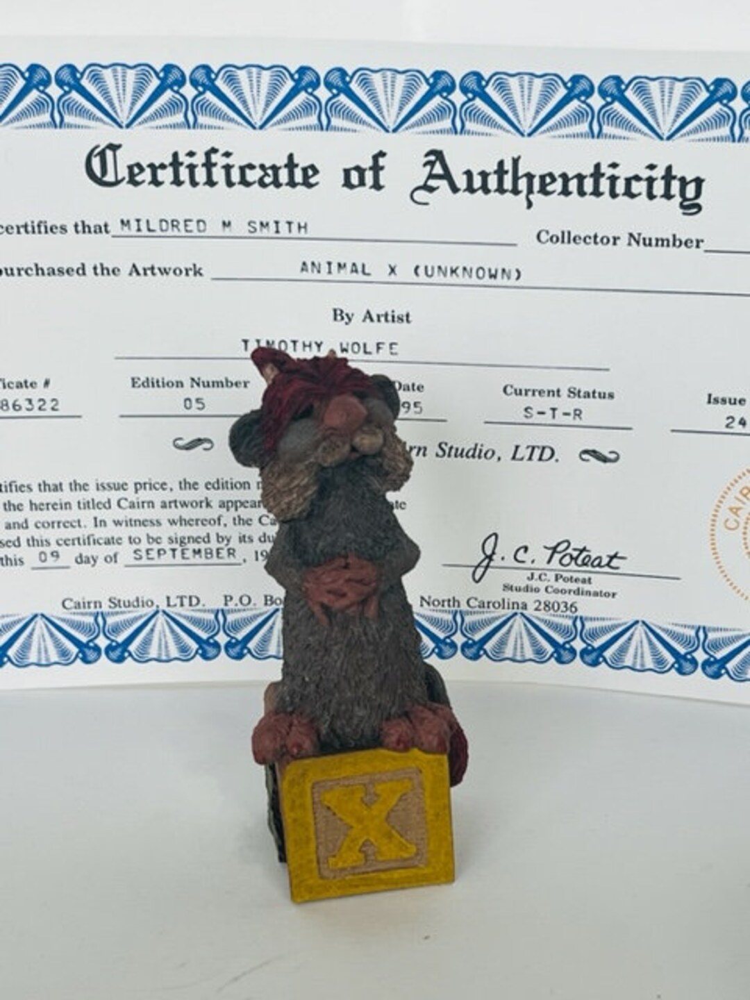 Tom Clark Gnome ALPHABET Figurine COA SIGNED Block Tim Wolfe X Unknown ...