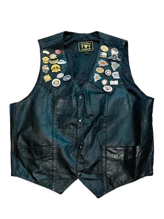 Harley Davidson Motorcycles Vest Leather XL pins pinb… - Gem