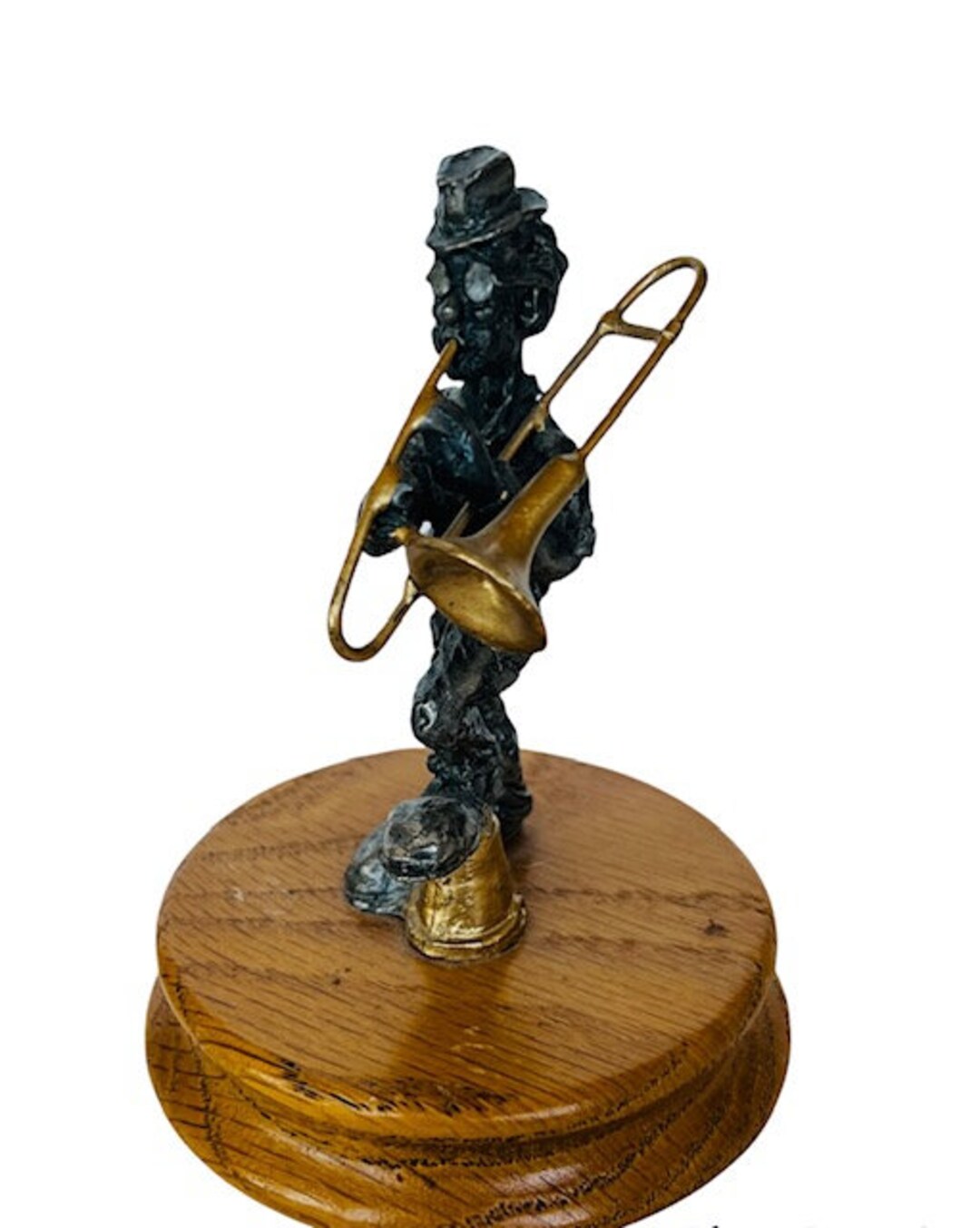 Ron Lee Pewter Circus Clown Figurine Hobo Band Gold Trombone Carnival ...