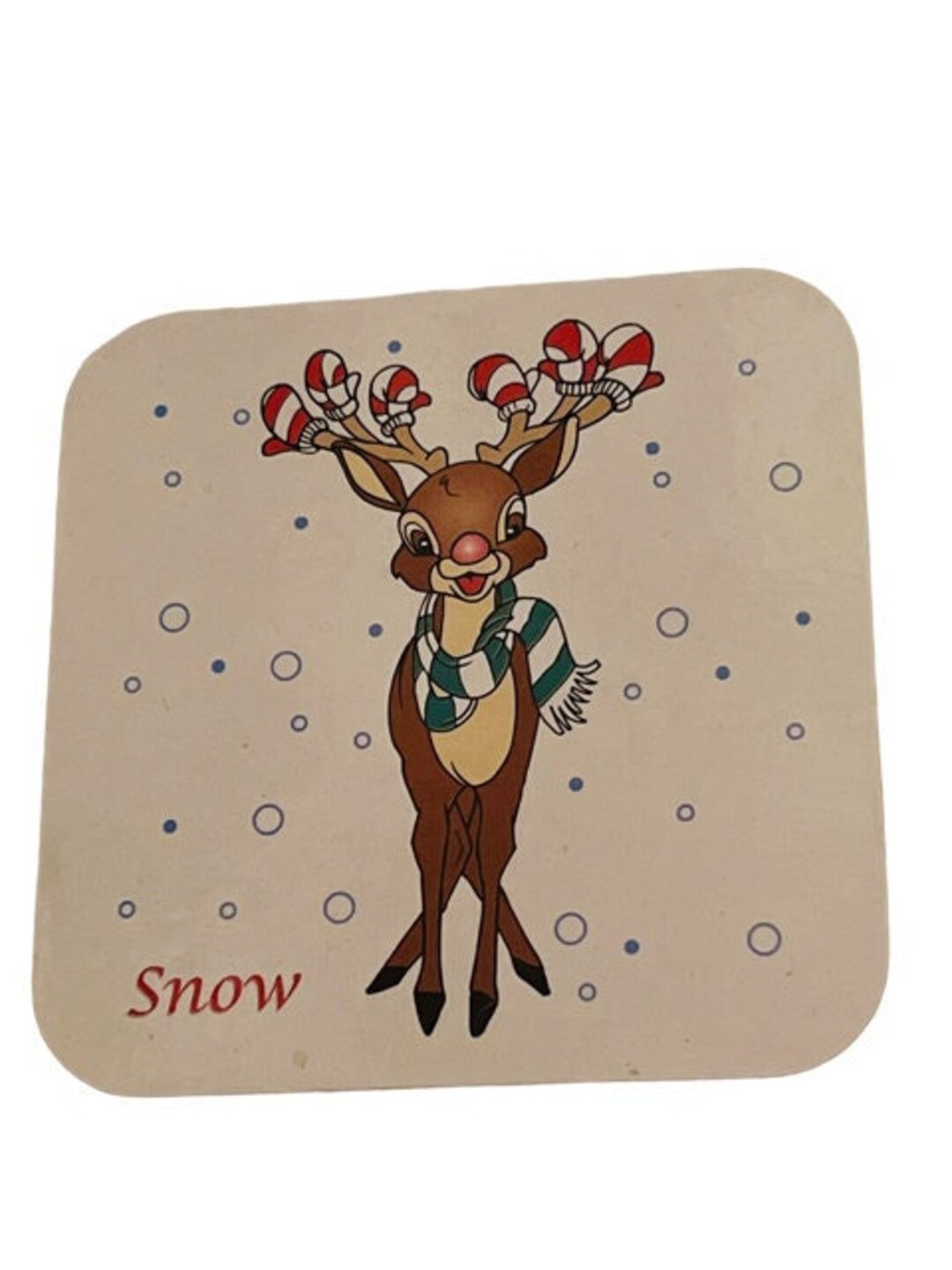 Rudolph Red Nosed Reindeer Christmas Drink Coaster Egg Nog Cork Holiday ...
