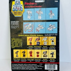 Pincher Go Bots Gobots Figure Vtg Toy Robot Transformer 1985 Tonka Card ...