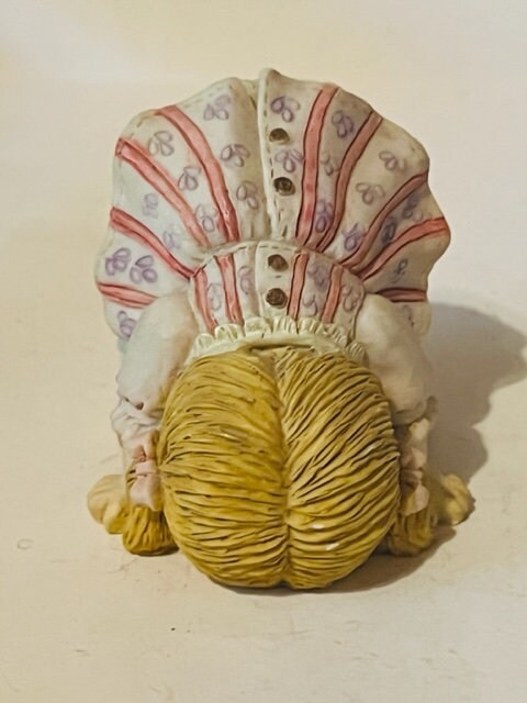 Enesco Figurine A Little Behind Girl Cartwheel Gift Vtg Head Stand Roll ...