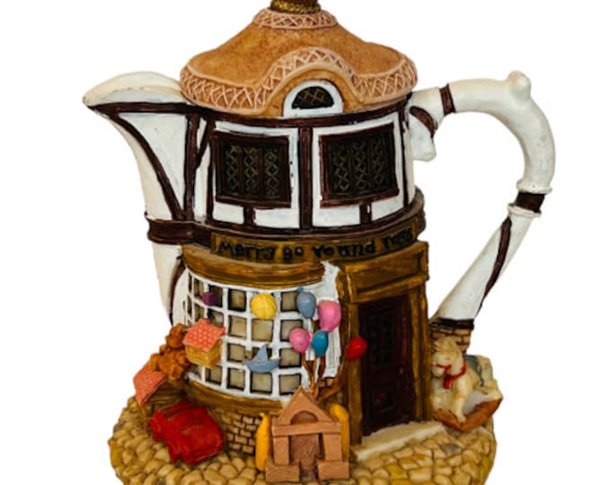 Hometown Teapot Cottage House Figurine Tea Pot Home Town Toy Store ...
