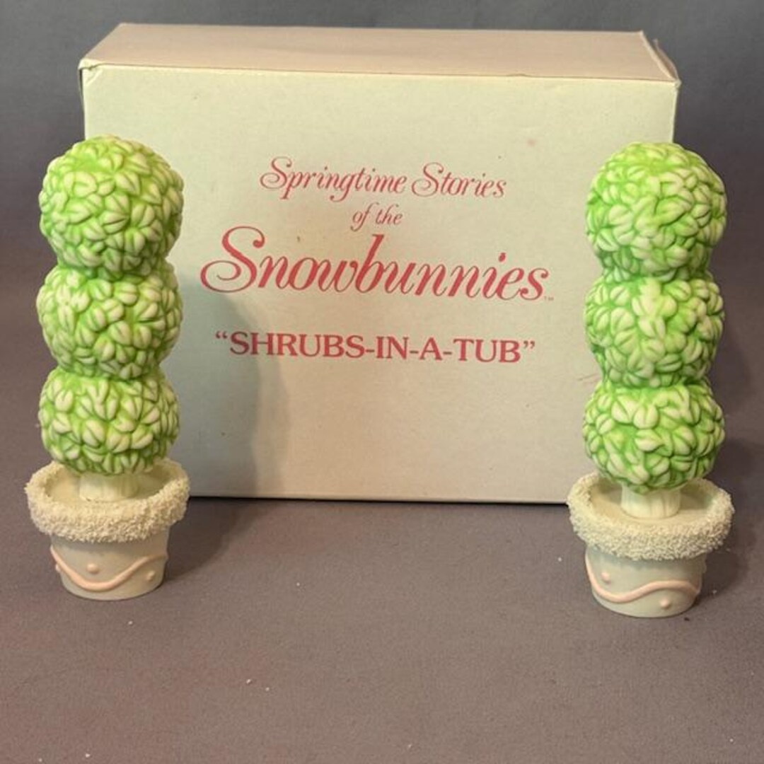 Vintage Snowbunnies Figurine Department 56 Snowbabies Box Easter Shrubs ...