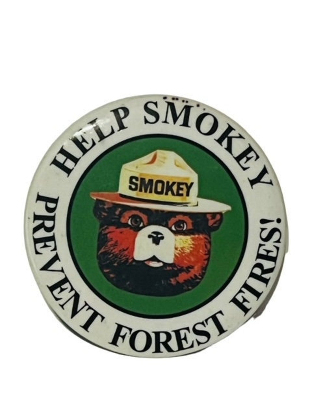 Smokey the Bear Firefighting Rescue Prevent Forest Fire Pinback Button ...
