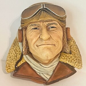 Bosson Chalkware Legend Figurine England Face Bust 1990 Aviator Pilot ...