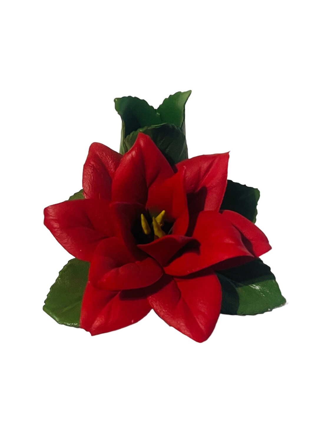 Capodimonte Flower Red Rose Italy Porcelain Napoleon Candle Holder ...