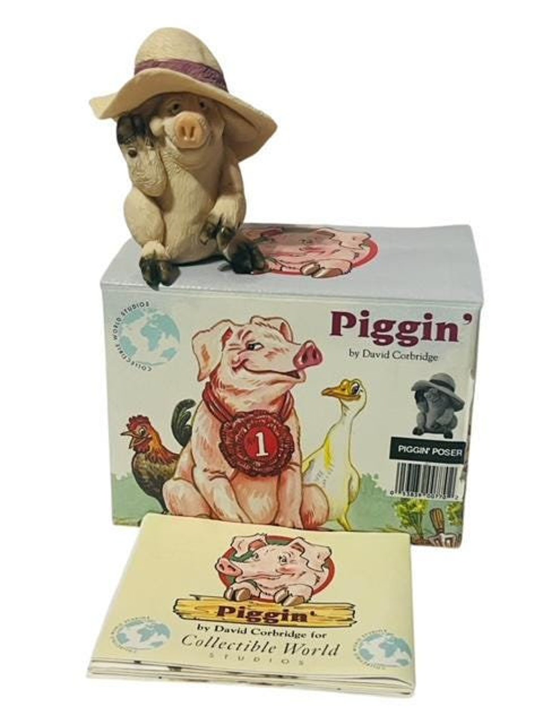 Pig Figurine Anthropomorphic Corbridge Piglet Flambro Piggin BOX Poser ...