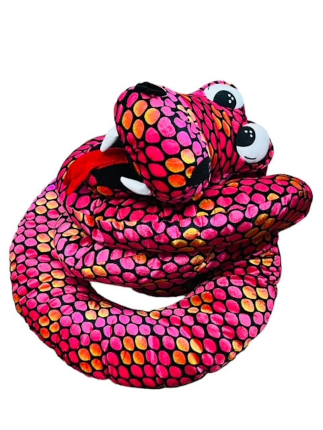 Pink Rattle Snake Plush Stuffed Animal Toy Figure Vtg Rattlesnake LARGE ...
