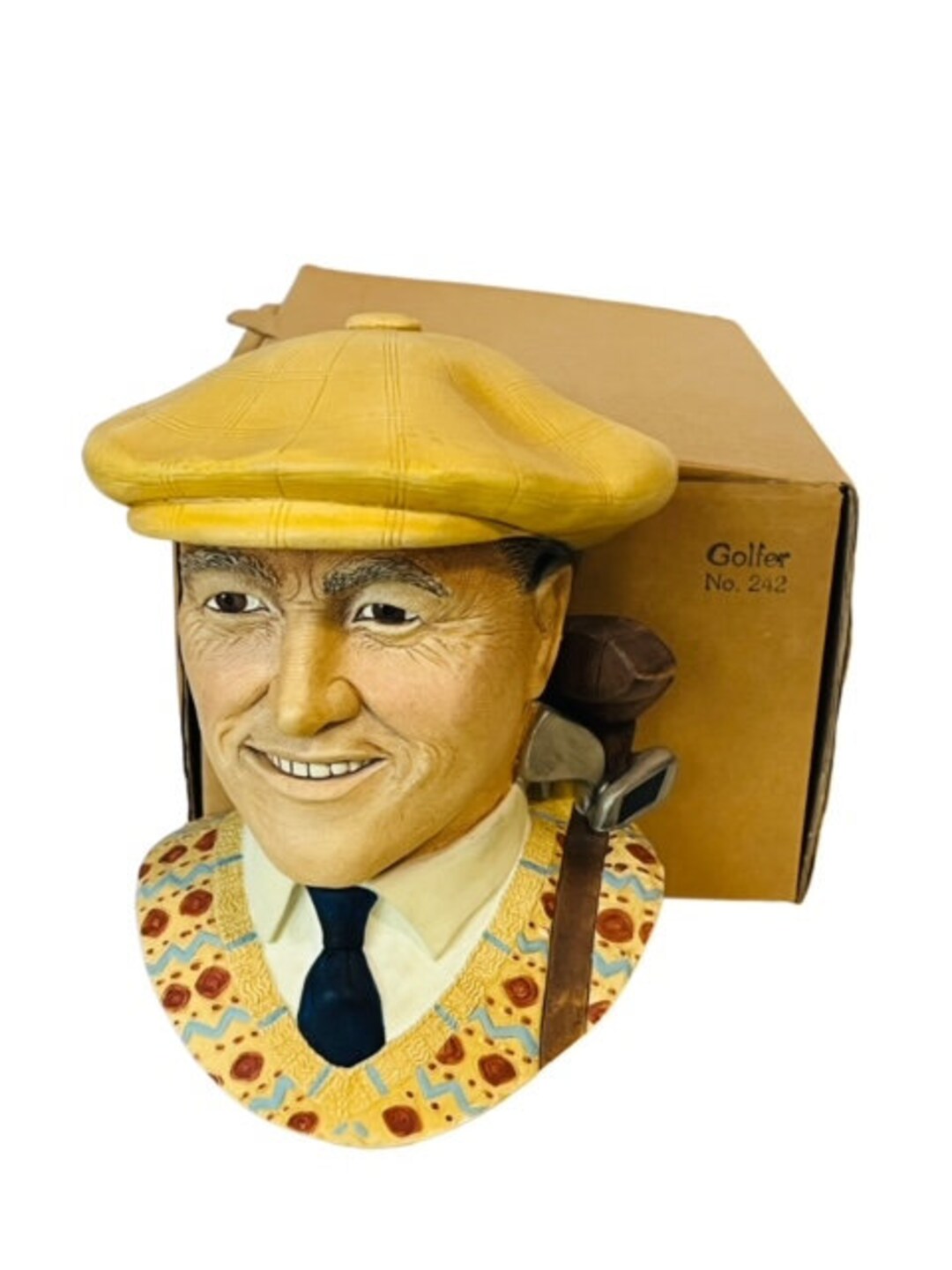 Bosson Chalkware Legend Face Figurine England Wall Bust Imagical Golfer ...