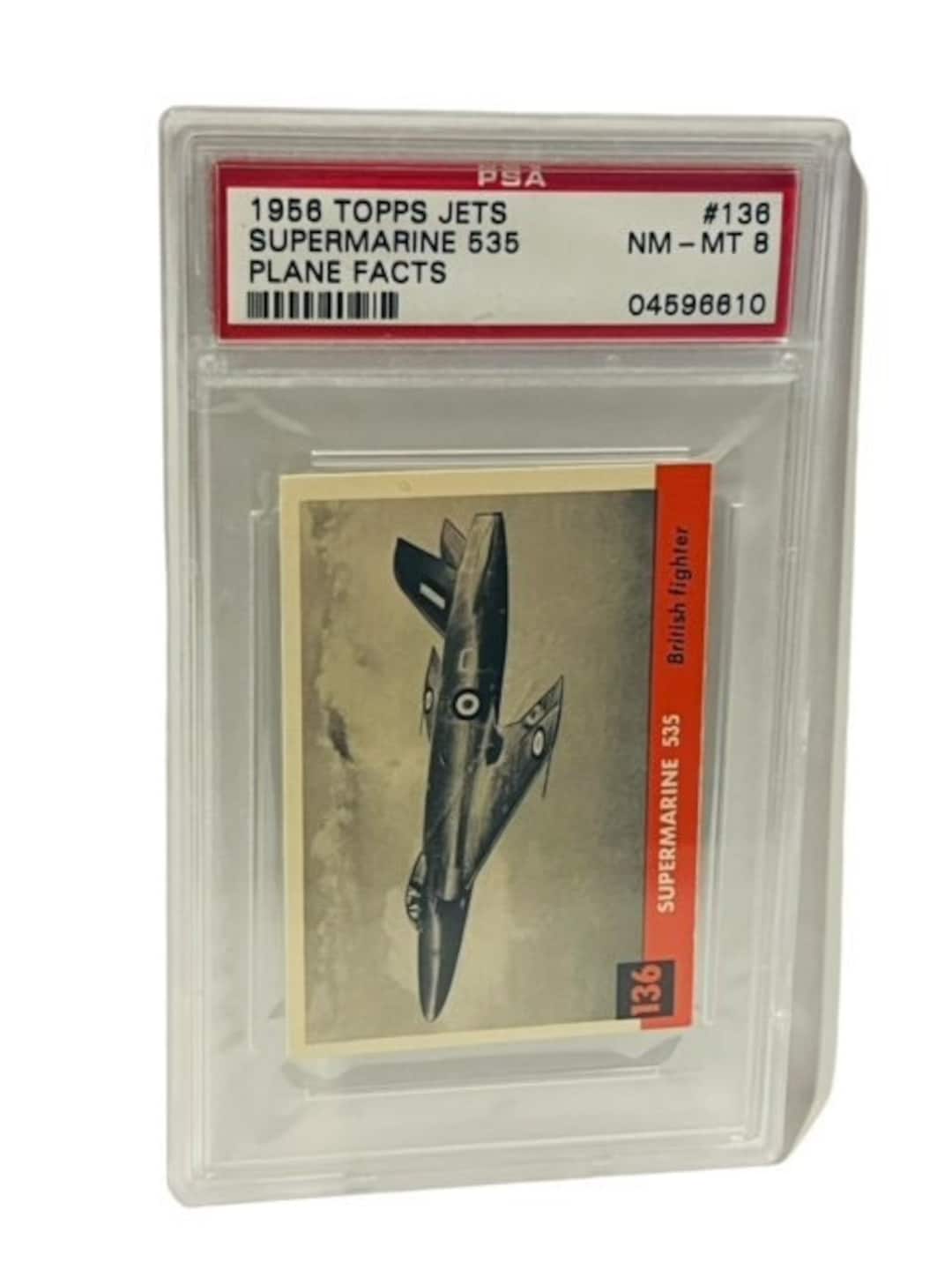 Topps Jets 1956 Military Plane Facts Trading Card PSA 8 Supermarine 535 ...