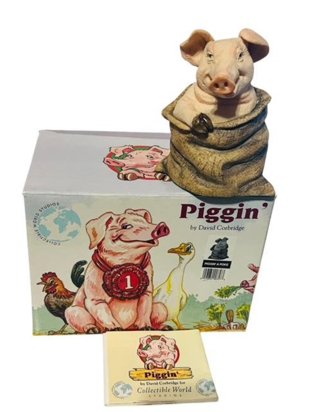 Pig Figurine Anthropomorphic Corbridge Piglet Flambro Piggin BOX Poke ...