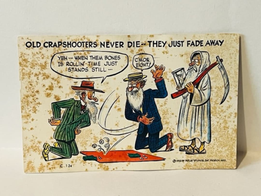 Postcard Vtg Antique Ephemera Post Card 1958 Funny Old Crapshooters ...