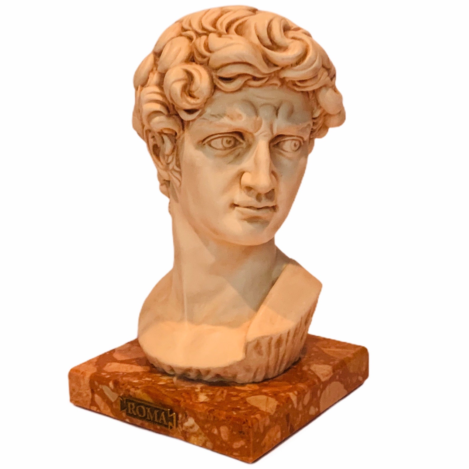 DAVID MICHELANGELO SCULPTURE Bust Head Statue Figurine Roma Signed by ...