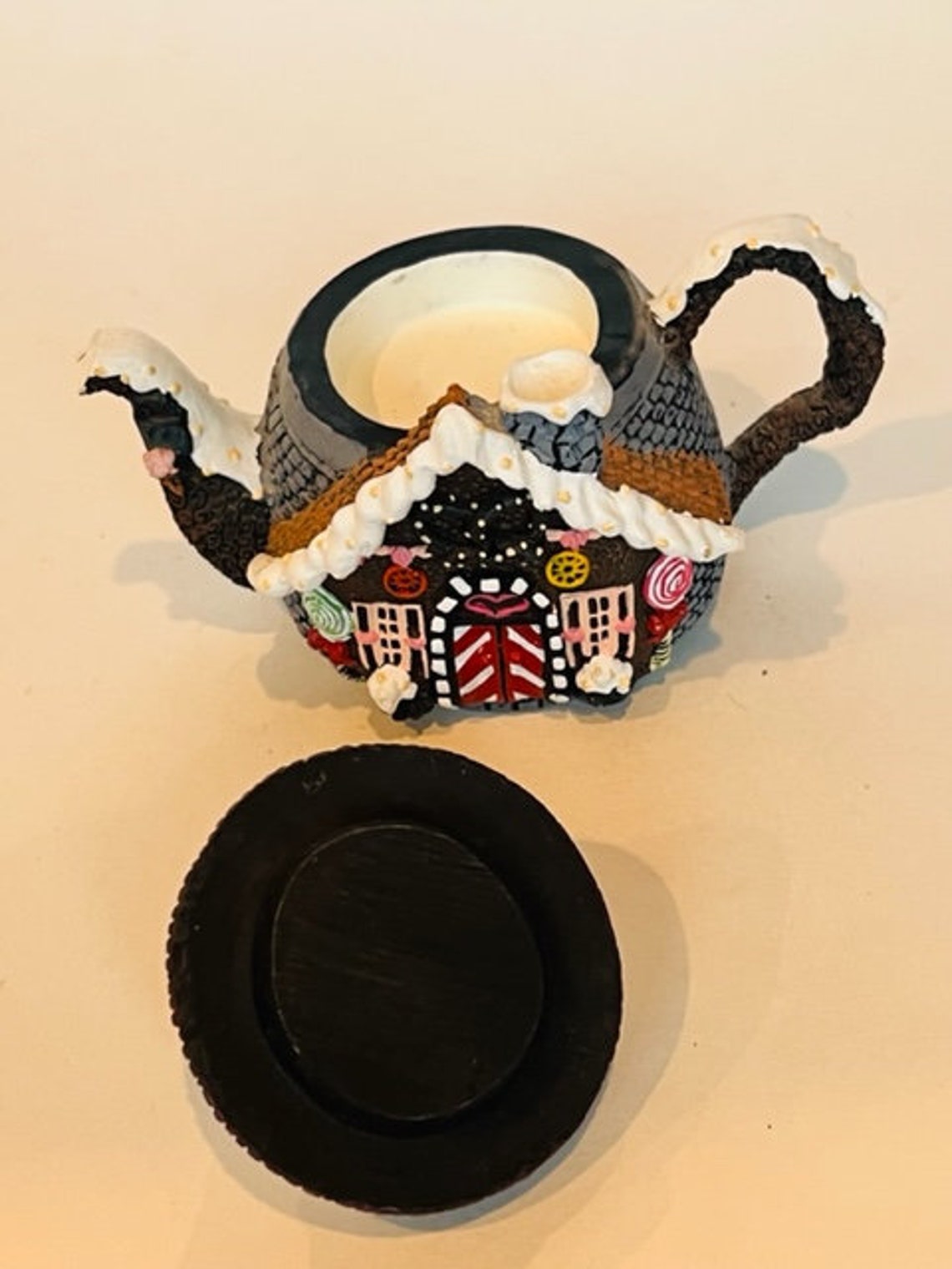 Hometown Teapot Cottage House Figurine Vtg Tea Pot Home Town Candy ...