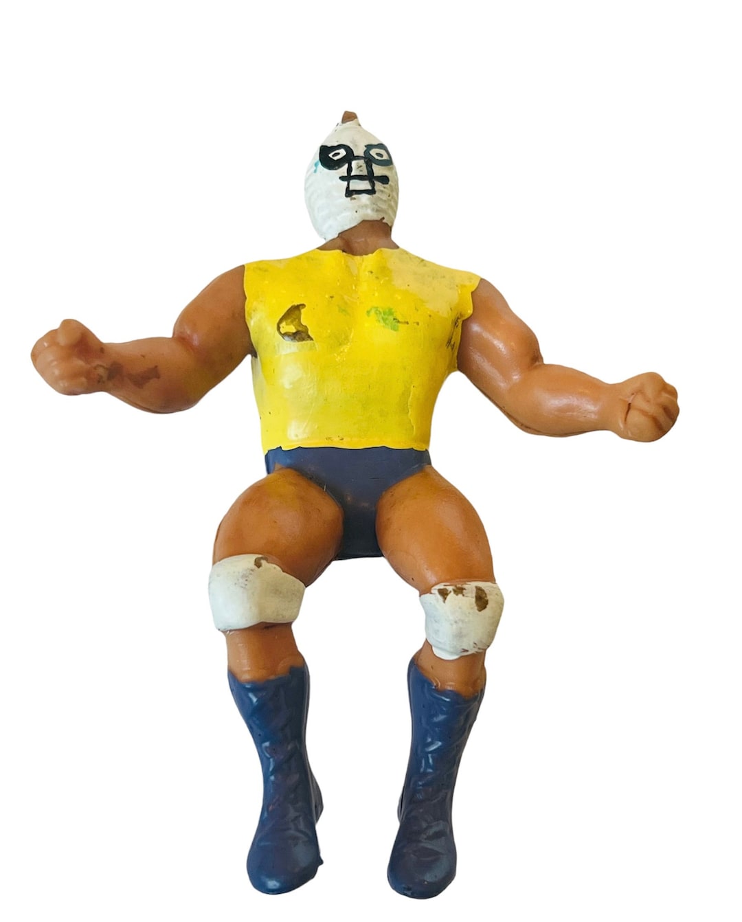 Thumb Wrestler Mask Nacho Lucha Libre WWF Rubber Superstar WWE Vtg ...