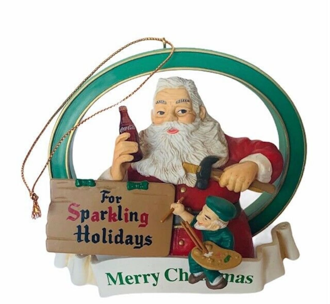 Coca Cola Merry Christmas Ornament Sparkling Holiday Coke Elf Pinter ...