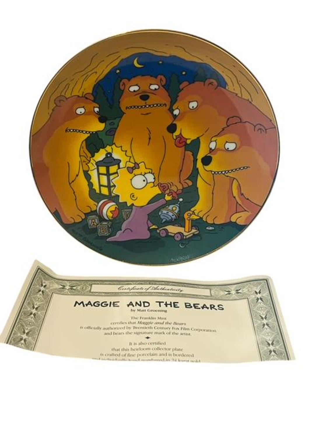 The Simpsons Collector Plate Knowles COA Box Vtg Matt Groening Maggie ...