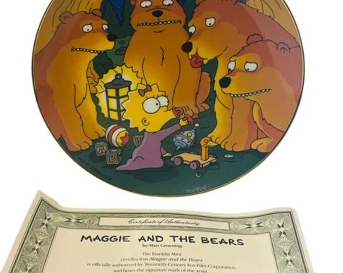 The Simpsons Collector Plate Knowles COA Box Vtg Matt Groening Maggie ...