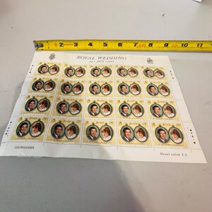 Queen Elizabeth Princess Diana Royal Collectible Wedding Stamp Sheet ...