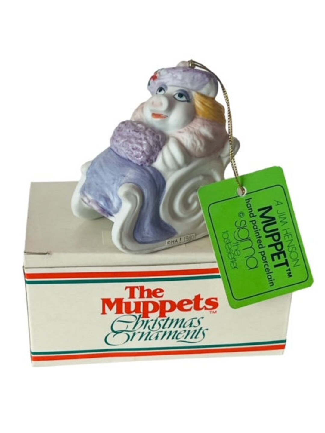 Muppets Christmas Ornament Miss Piggy 1980 Sigma Porcelain Box Figurine ...