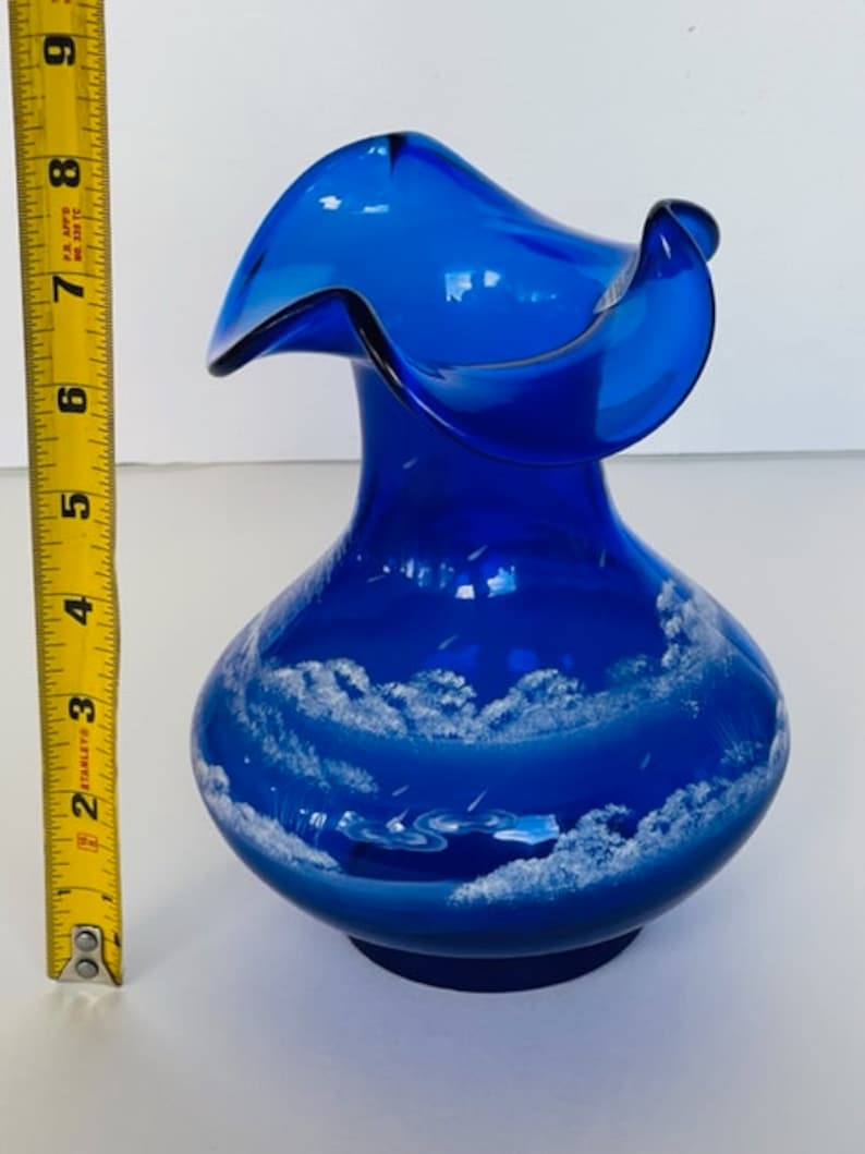 Fenton Art Glass Vase Figurine SIGNED 100th Anniversary Cobalt - Etsy