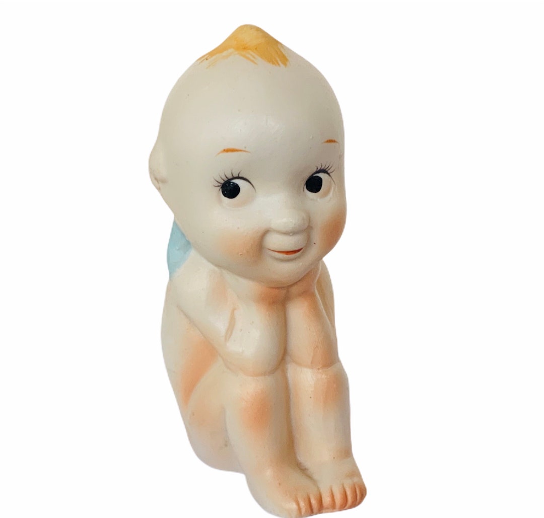 VINTAGE NAKED PUTTI Porcelain Baby Boy Sitting Hands Chin Figurine ...
