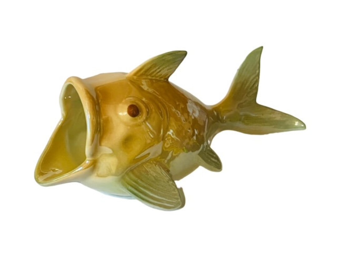 Wembley Cottonball Container Big Mouth Bass Fish Cotton Ball Figurine ...