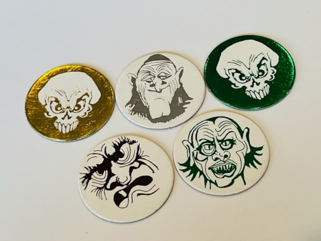 Monster Face Pogs Mixed Lot Slammer Milk Cap Game Poggs Vtg Fang Troll ...