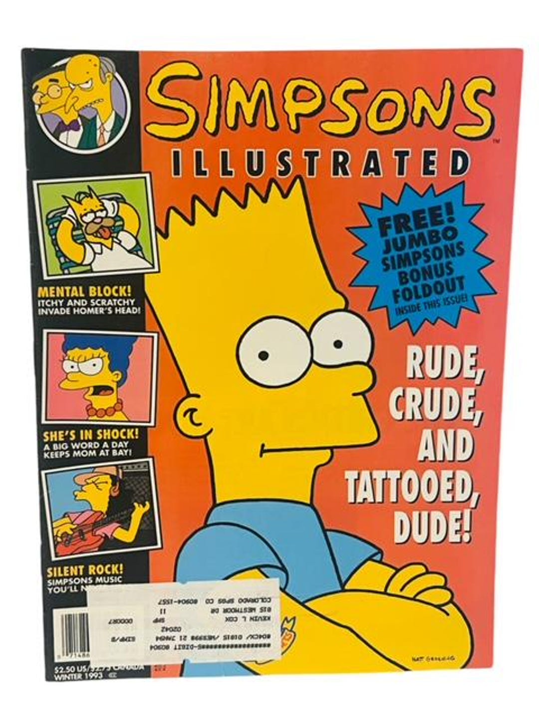 The Simpsons Illustrated Magazine Bart Homer 1993 Foldout Rude Crude ...
