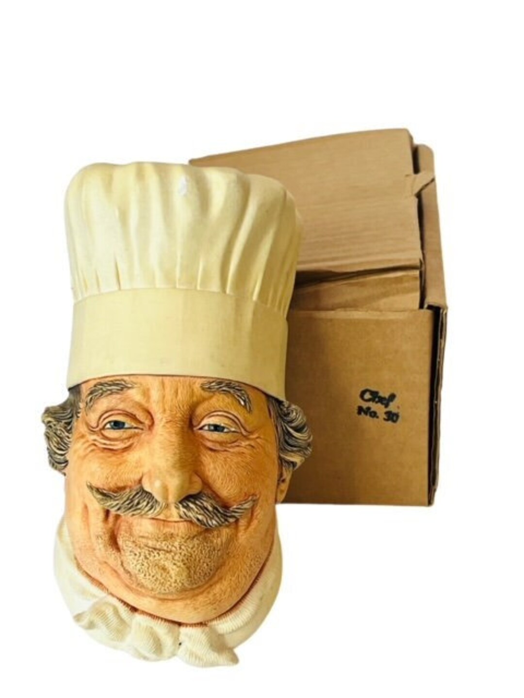 Bosson Chalkware Legend Face Figurine England Wall Bust Box 1969 Chef ...
