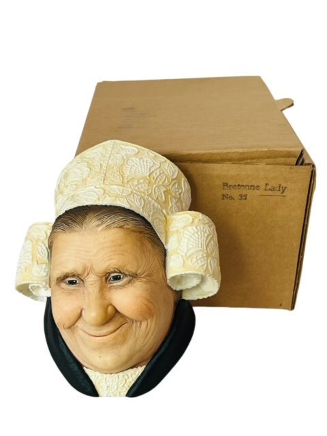 Bosson Chalkware Legend Face Figurine England Wall Bust Box Bretonne ...